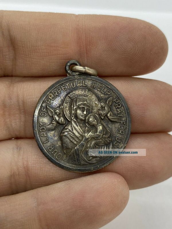 Vintage Sterling Silver Our Lady Of Perpetual Help Pray For Us Pendant ...