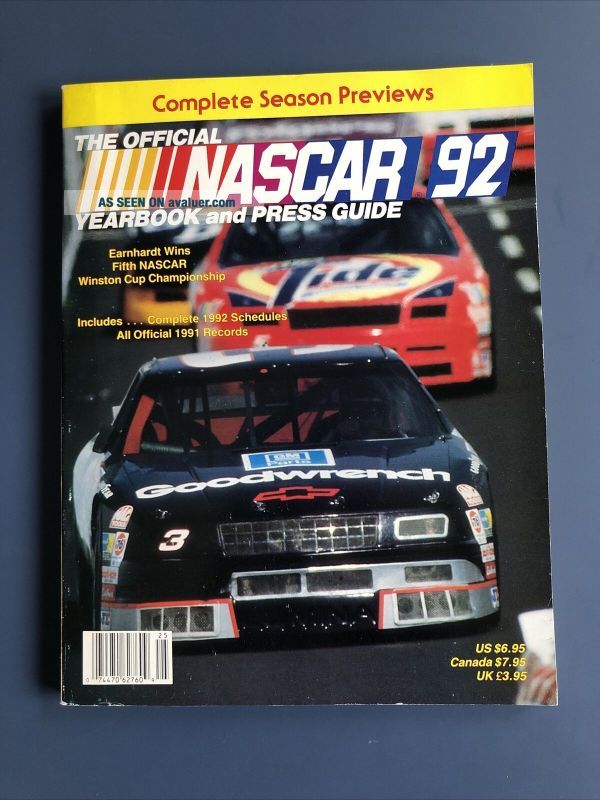 Official NASCAR Yearbook Press Guide 1992 Earnhardt Wins 5th Winston ...