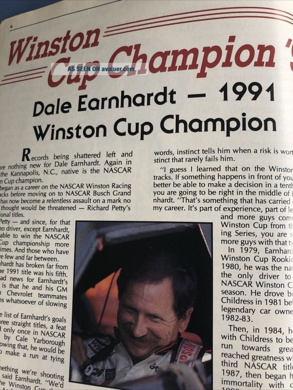 Official NASCAR Yearbook Press Guide 1992 Earnhardt Wins 5th Winston ...