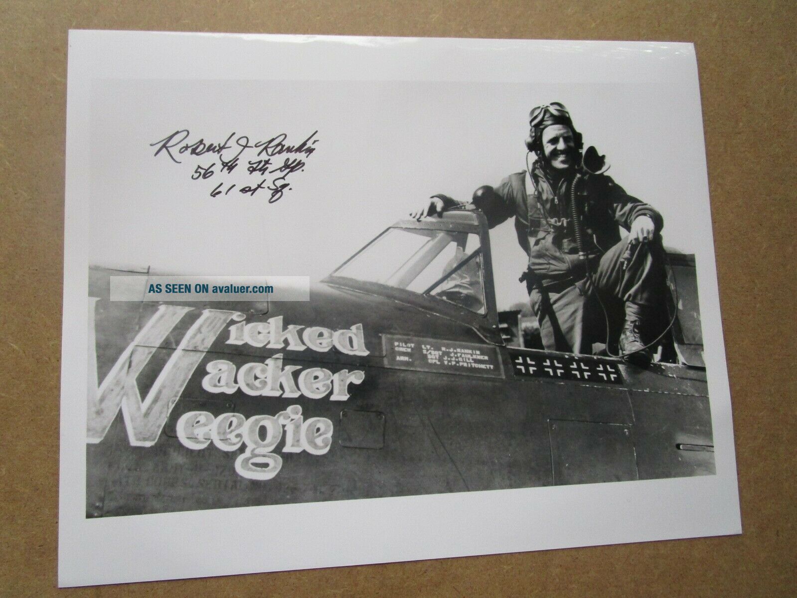 4 Signed Autograph Photo Of WW2 American 56th Fighter Group Ace ROBERT ...