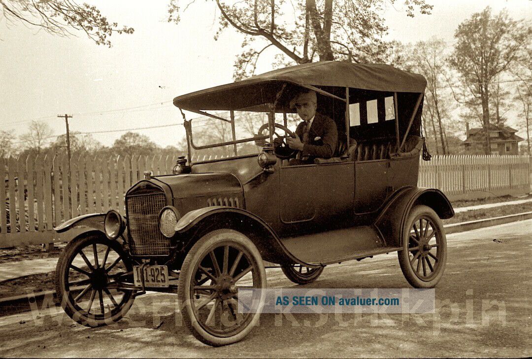 1920s Photo Negative CAR Auto GENT Left HEADLIGHT Glass Lens BROKEN ...