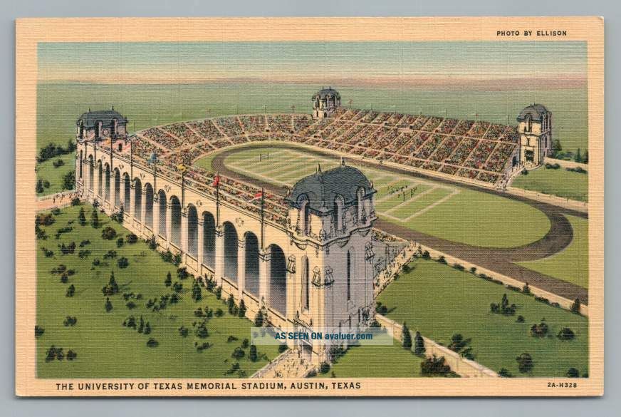 University Of Texas Memorial Stadium Vintage AUSTIN TX Linen Football ...