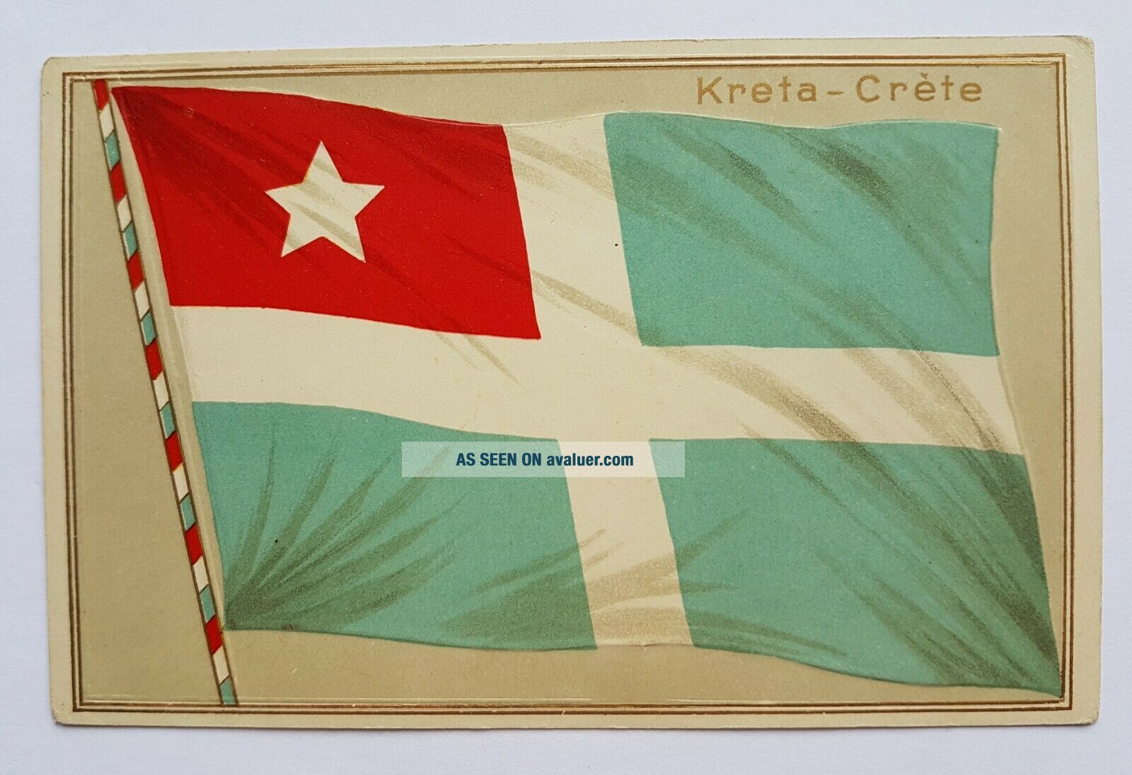 Antique Postcard Showing An Old Flag Of Kreta - Crète (Crete). H G Z ...
