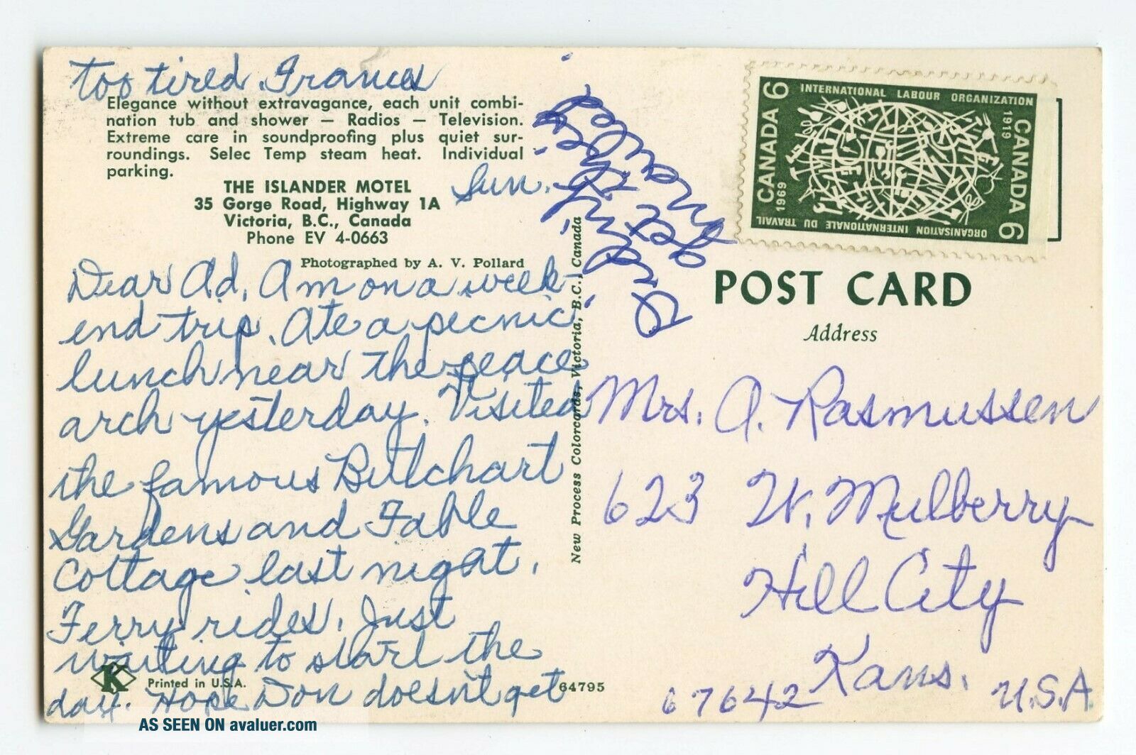 Postcard The Islander Motel Victoria B. C. Canada Standard View Card ...