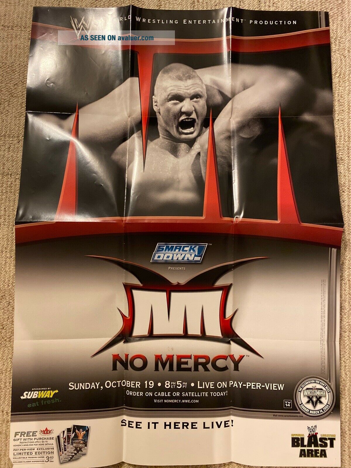 WWE No Mercy 2003 Official Poster Rare 27x39 WWF Blast Area PPV Brock ...