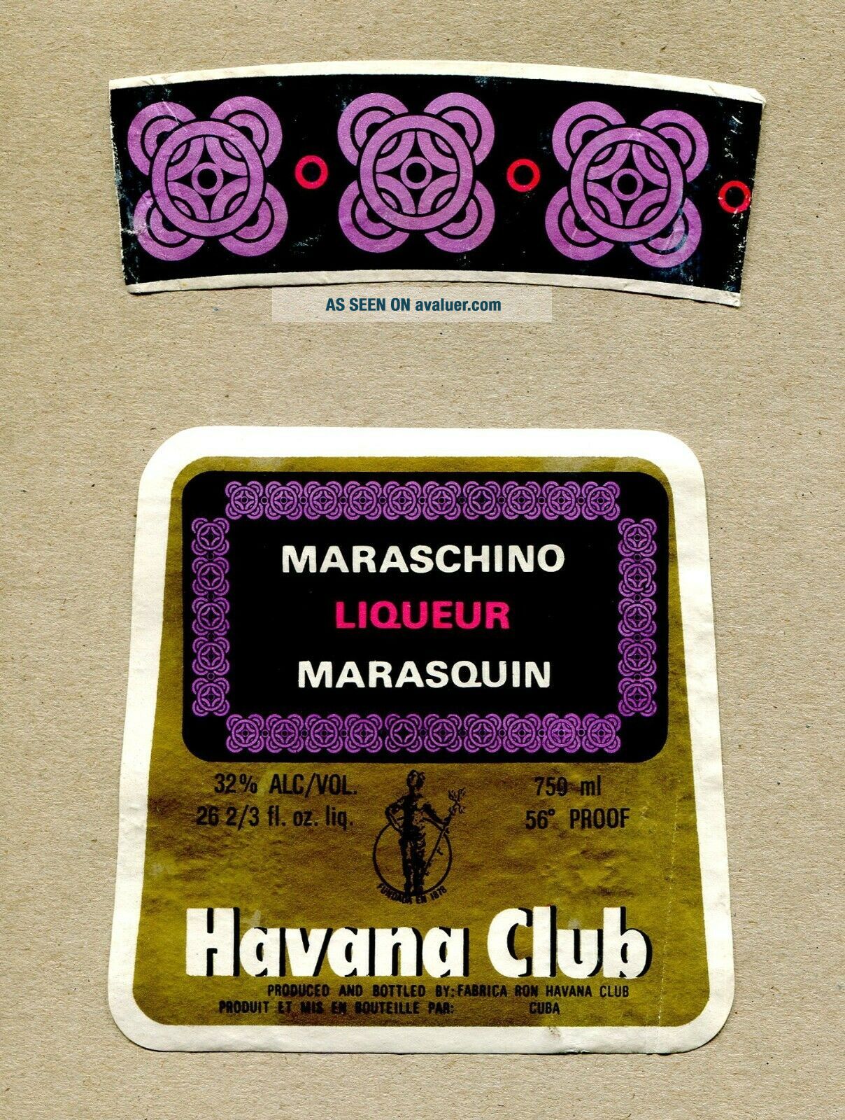 RARE Etiquette Label Wine Liquor Maraschino Cuba Havana Club RARE ...