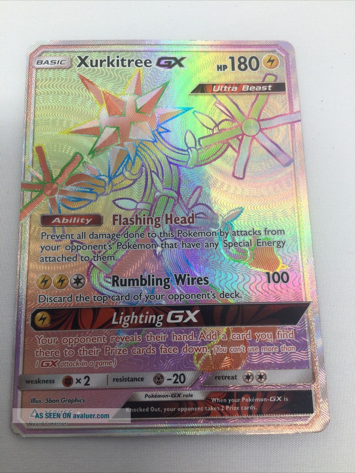 POKEMON ULTRA PRISM XURKITREE GX RAINBOW FOIL SECRET RARE SV58/SV94 ...