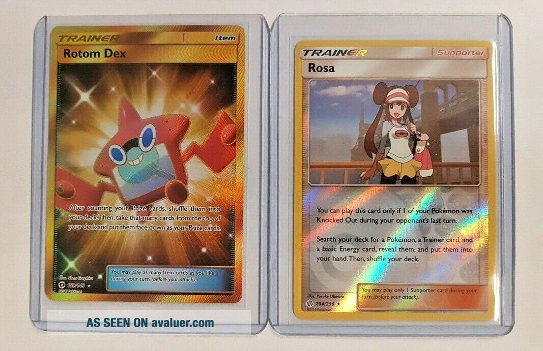 Pokemon Sun And Moon Rotom Dex 159/149 Secret Rare Card And Rosa 204 ...