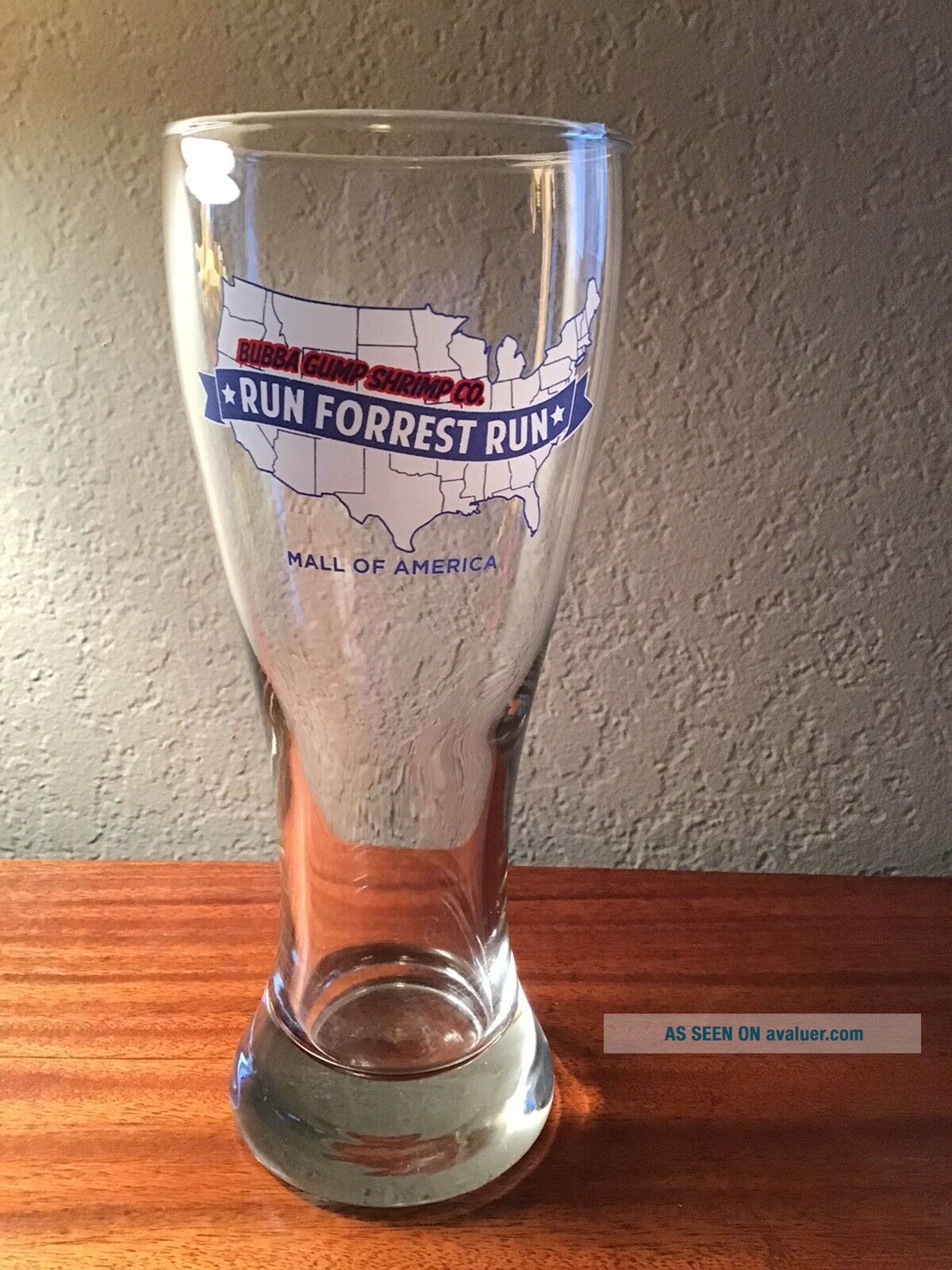 BUBBA GUMP SHRIMP CO RUN FORREST RUN Pilsner Glass Mall Of America Rare ...