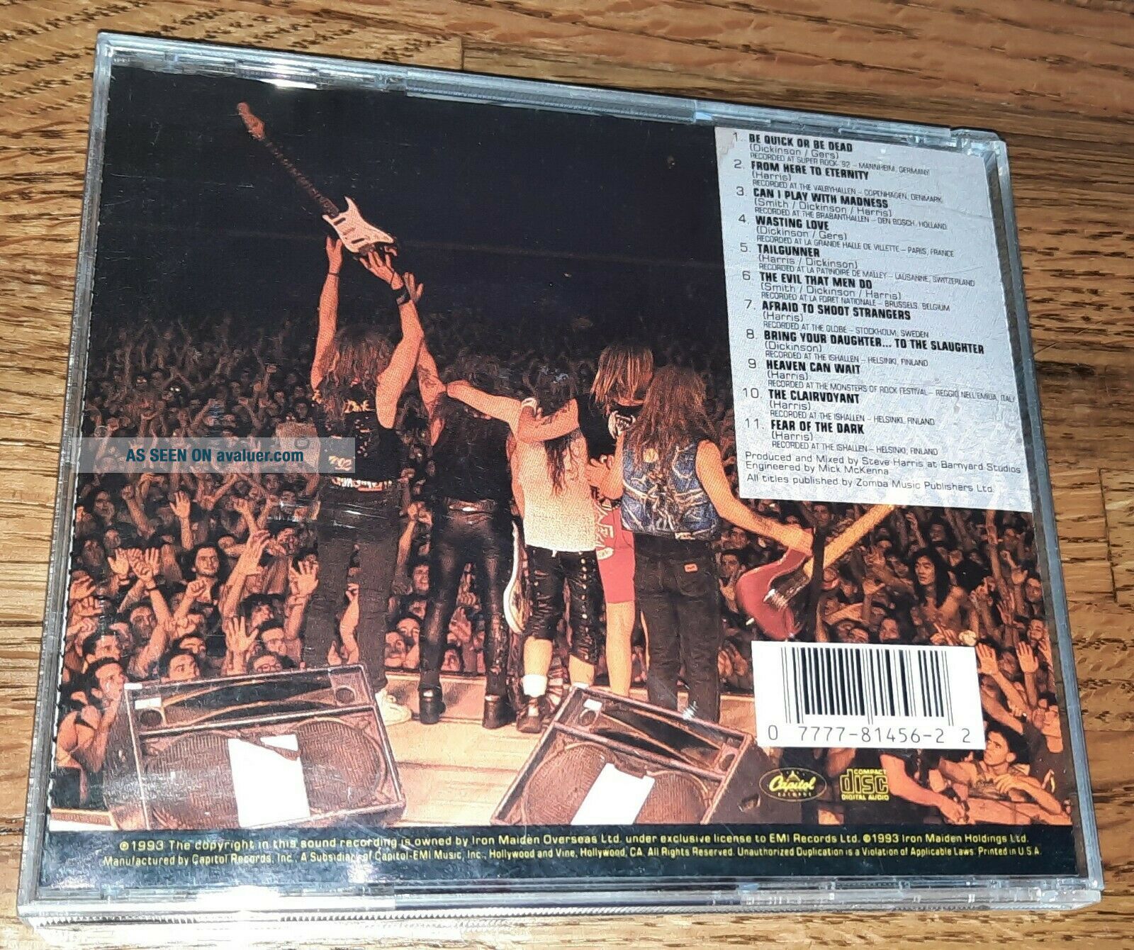Iron Maiden A Real LIVE One CD First Pressing 1993 EMI RECORDS RARE OOP ...