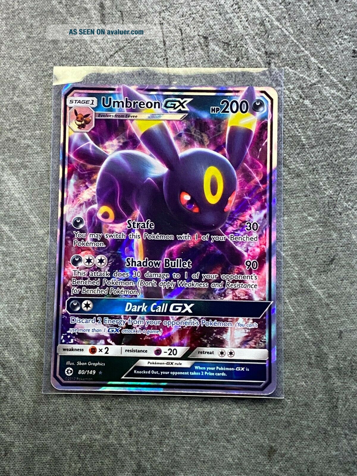 Umbreon GX 80/149 Full Art Ultra Rare Sun And Moon Base Pokemon NM ...