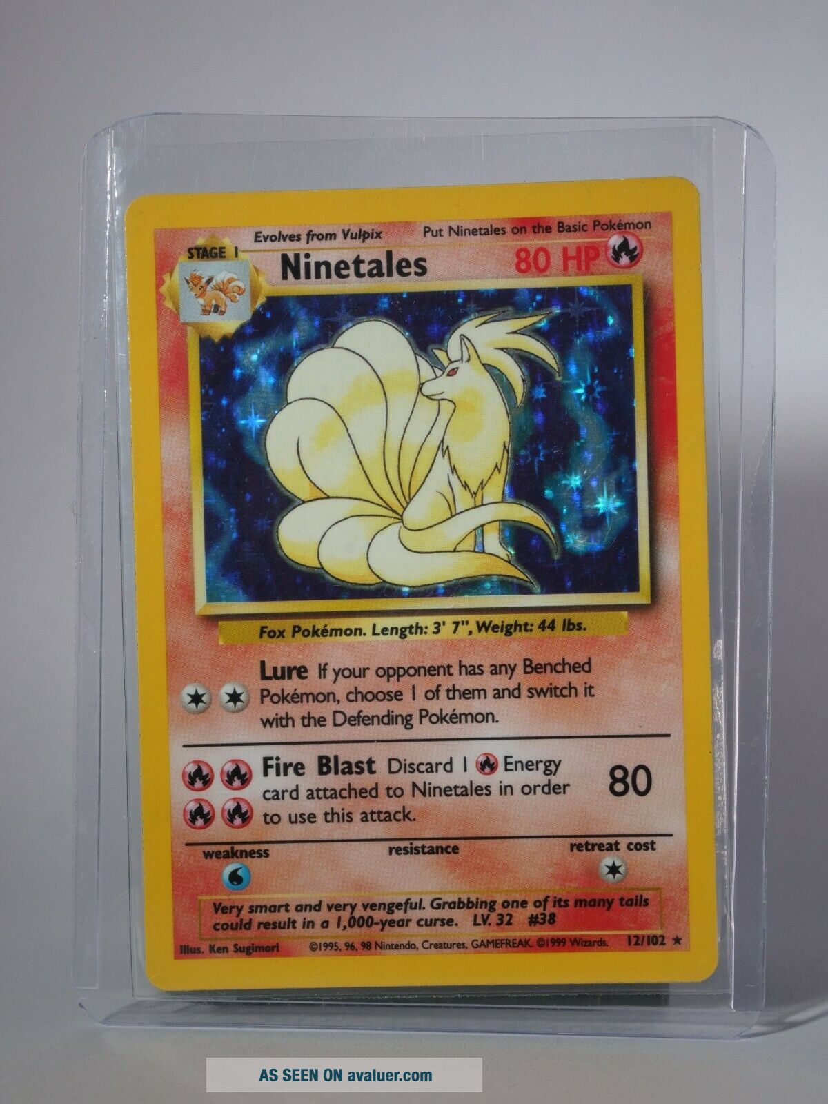 NINETALES Pokemon Card Game Base Set Holo 12/102 RARE - Never Played ...