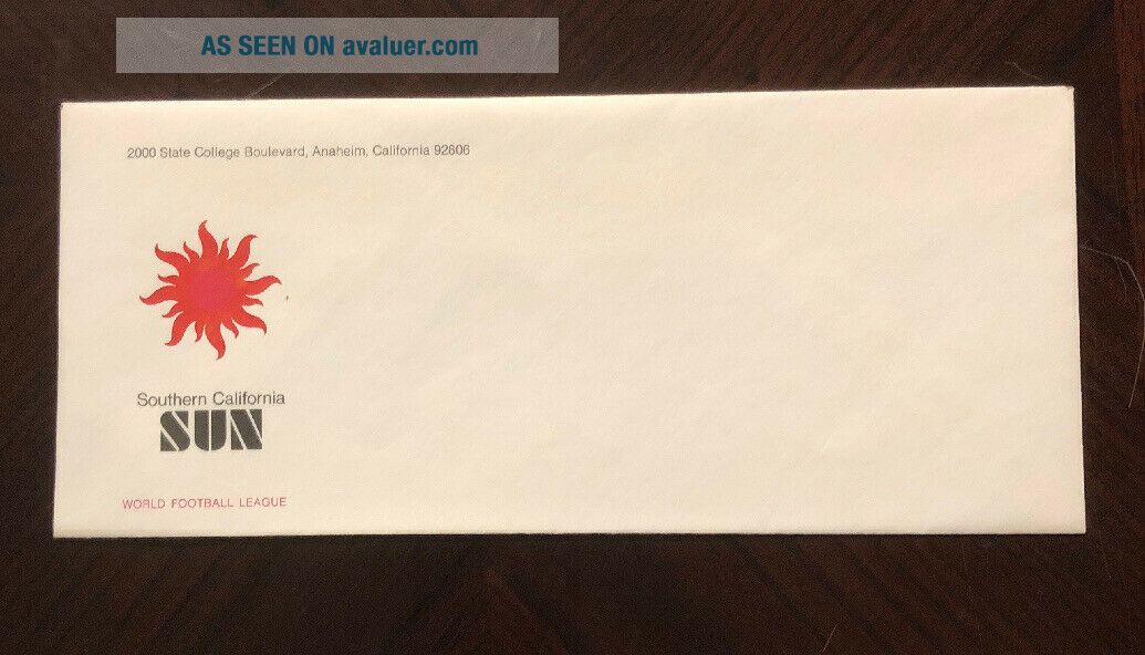 RARE 1974 WFL World Football League Southern California Sun Envelope ...