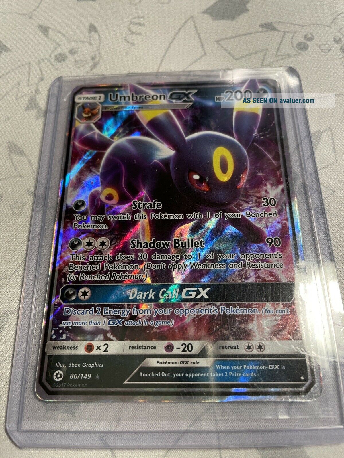 Umbreon GX 80/149 Full Art Ultra Rare Sun And Moon Base Pokemon TCG ...