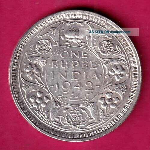 BRITISH INDIA ABOUT UNC BOMBAY 1942 GEORGE VI ONE RUPEE RARE SILVER CO ...