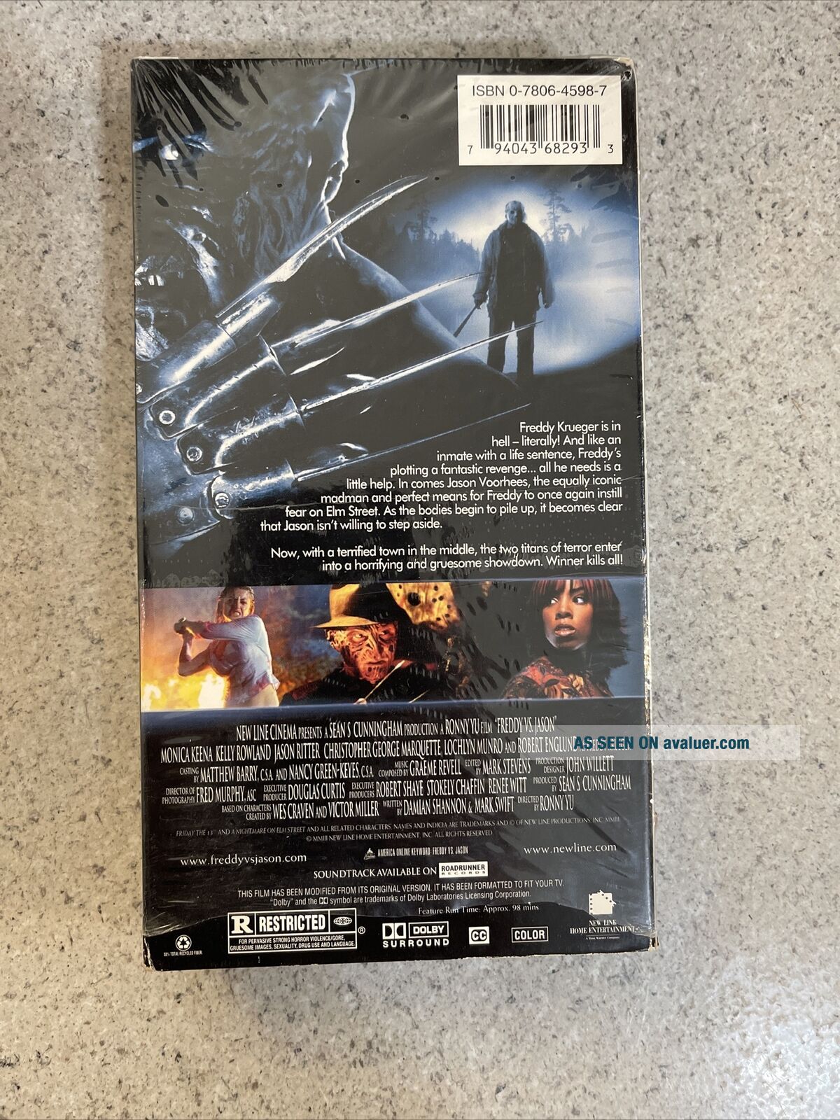 Rare Freddy Vs. Jason VHS 2004 Krueger Elm St Horror Slasher Light Mold ...