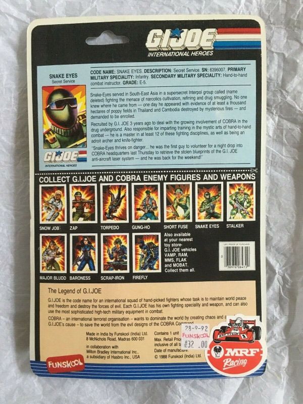 GI JOE SNAKE EYES MOC INDIA FUNSKOOL SKY BLUE VERSION 3 3/4 Inches ...