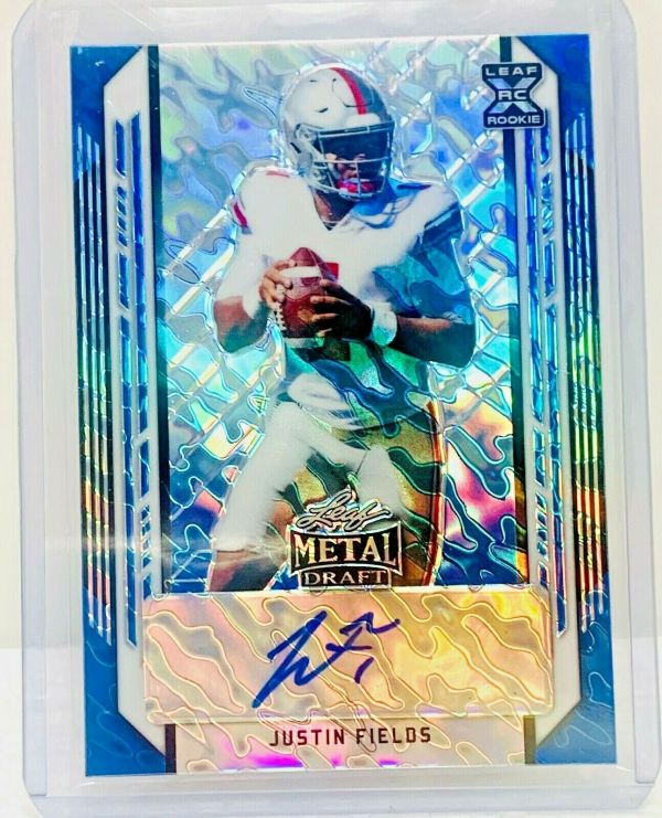 JUSTIN FIELDS 2021 LEAF METAL DRAFT 18/40 AUTO FOOTBALL | #56753369
