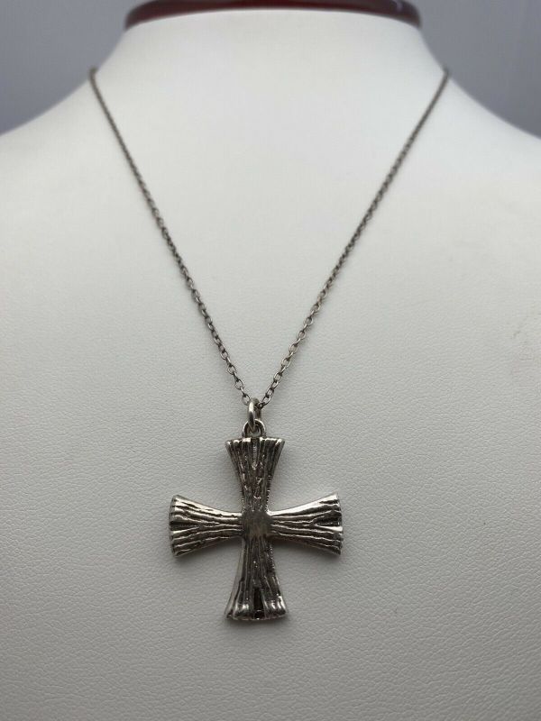 Vintage 925 Sterling Silver British Hallmarks Cross Pendant Necklace ...