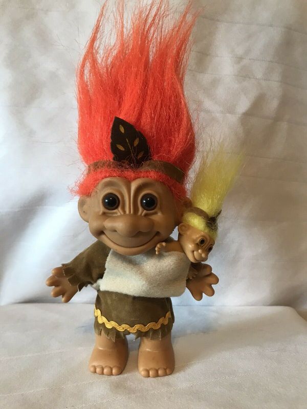 Vintage Russ Native American Indian With Baby Troll | #56877410