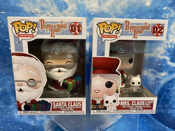 Funko Pop Peppermint Lane Santa Claus (01) & Mrs Clause W/Candy Cane ...