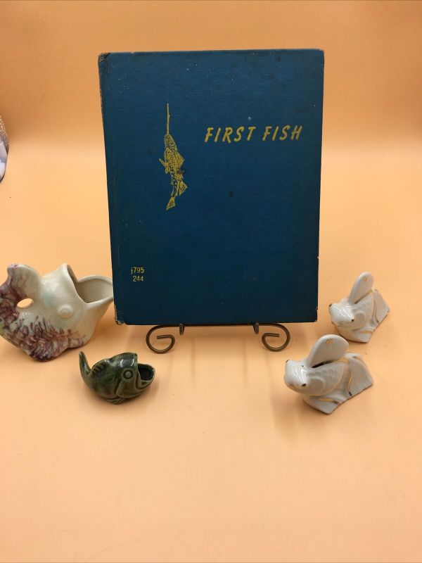 Vintage First Fish Book 1953 By C. B. Colby, 4 Fish Figurines | #57359923