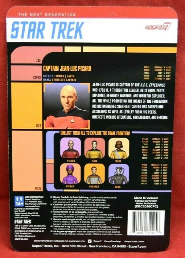 Unpunched Super7 Star Trek Next Generation Picard ReAction Figure ...