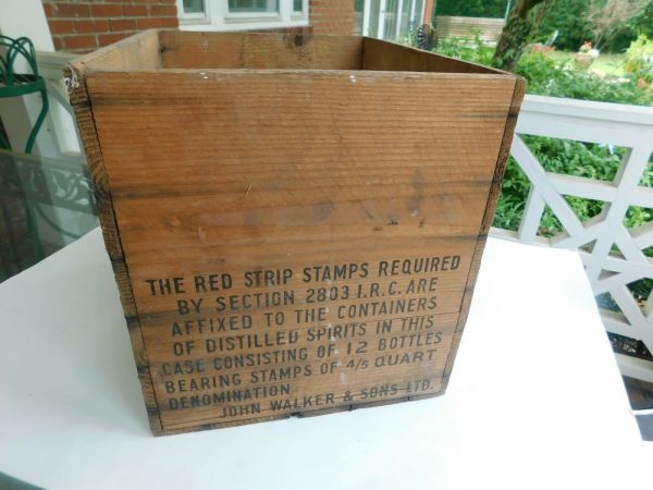 VTG WOODEN CRATE JOHNNIE WALKER BLENDED SCOTCH WHISKEY RED LABEL ...