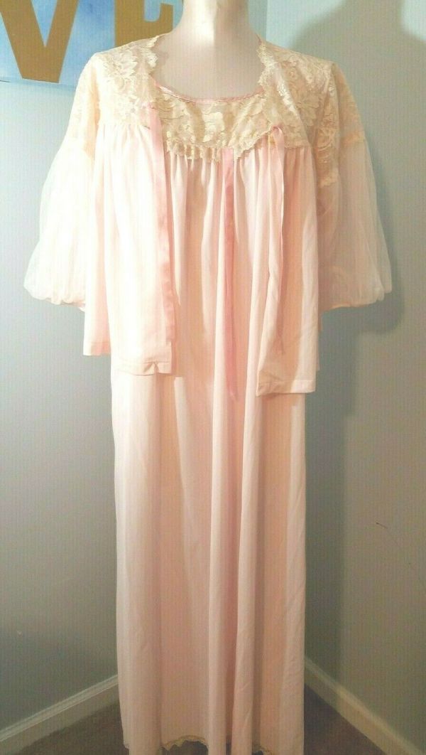 VTG 60 ' S 2pc Evette Chiffon Nylon Bed Jacket & Long Nightgown ...