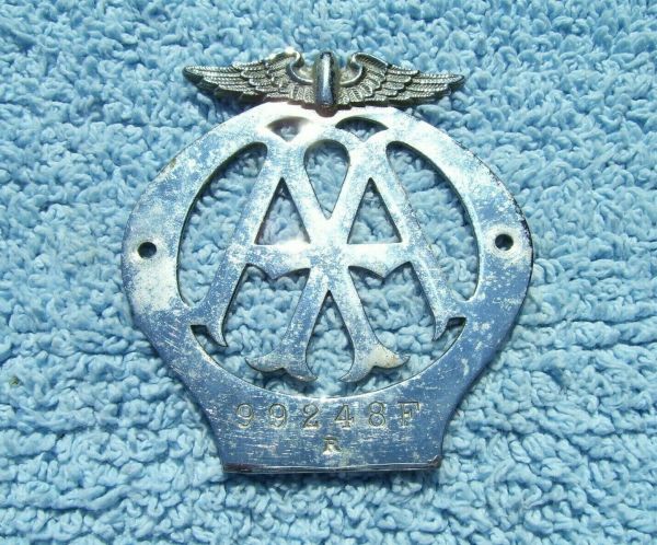 VINTAGE 1930s AUTOMOBILE ASSOCIATION CAR BADGE - PRE - WAR AA MOTOR ...
