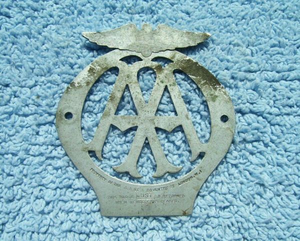 VINTAGE 1930s AUTOMOBILE ASSOCIATION CAR BADGE - PRE - WAR AA MOTOR ...