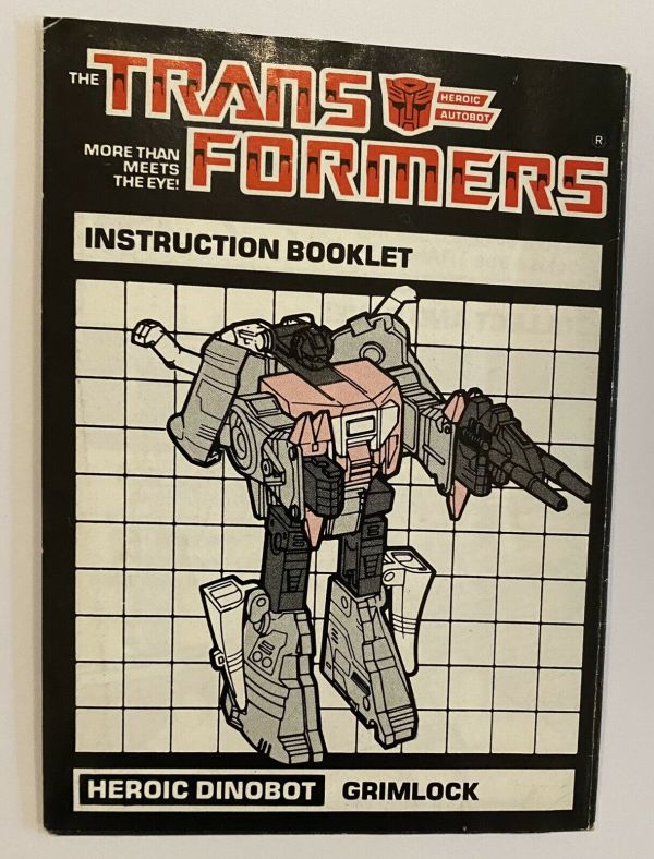Vintage G1 Hasbro Transformers Grimlock Instruction Booklet Book 1985 ...