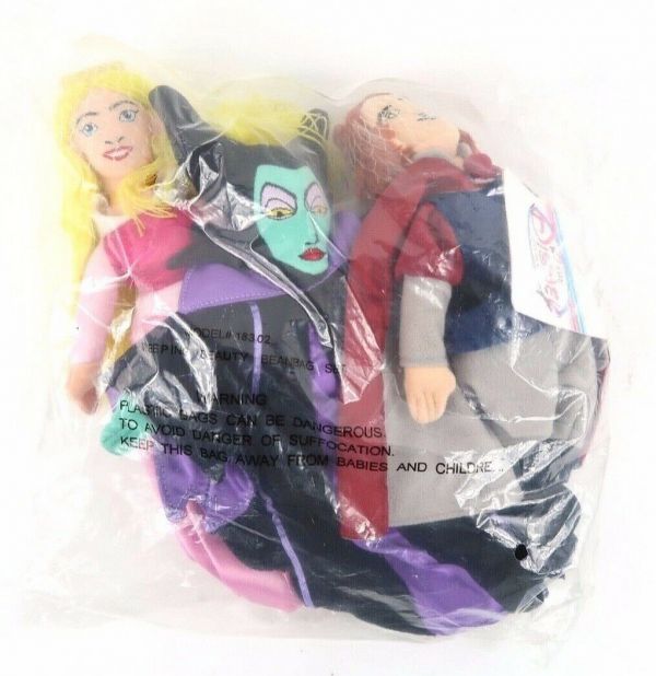 Disney Store Sleeping Beauty Maleficent Prince Phillip Bean Bag Plush ...