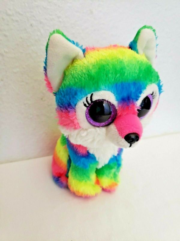 Ty Beanie Boo 6 " Rainbow Wolf River Great Wolf Lodge Plush Stuffed ...