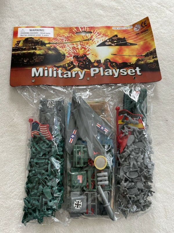 Micro Mini Military Playset Plastic Army Men And Tanks Planes Toy Gray ...