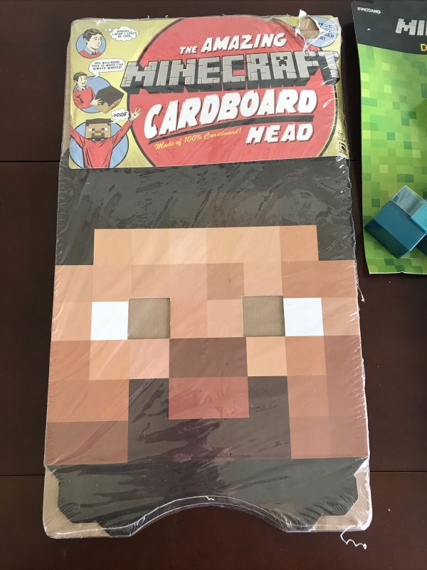 THE Minecraft Cardboard Head Steve & Diamond Sword Costume Cosplay ...