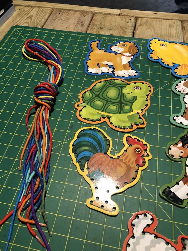 Melissa And Doug Heavy Cardboard LACE AND TRACE Farm Animals 10 Cards ...