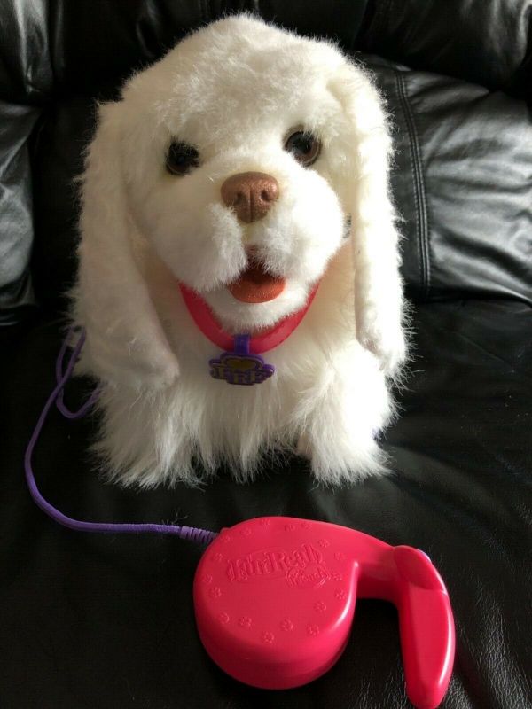 EUC 2009 Fur Real Friends Get Up And GoGo My Walking Pup White Plush ...
